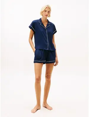 Tommy Hilfiger Contrast Trim Shirt & Short Sleep Set