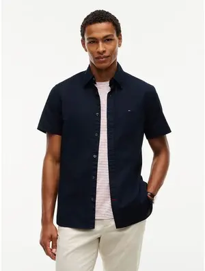 Tommy Hilfiger Regular Fit Short-sleeve Oxford Shirt - Navy