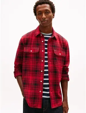 Tommy Hilfiger Regular Fit Plaid Jacquard Knit Shirt
