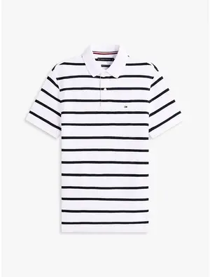 Tommy Hilfiger Regular Fit Striped Wicking Polo - Fresh White Stripe