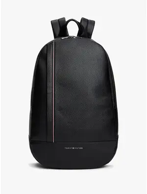Tommy Hilfiger Logo Stripe Pebbled Backpack - Black
