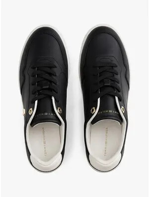 Tommy Hilfiger Metallic Leather Court Sneakers - Black