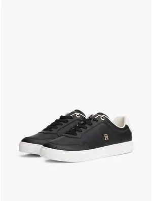 Tommy Hilfiger Metallic Leather Court Sneaker - Black