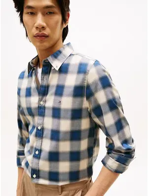 Tommy Hilfiger Slim Fit Plaid All-day Shirt - Fossil Blue Multi