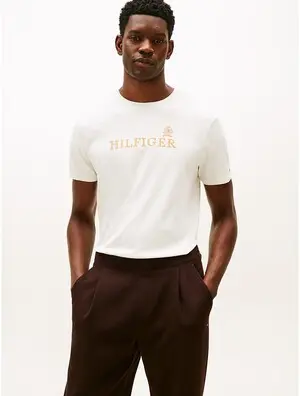 Tommy Hilfiger Hilfiger Logo Cotton Interlock T-shirt - Ivory