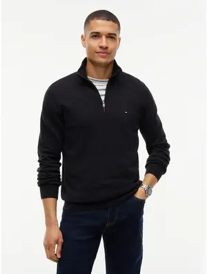 Tommy Hilfiger Quarter-zip Cotton Sweater - Black