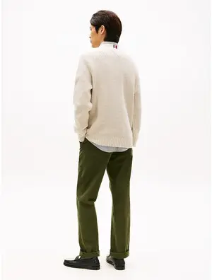 Tommy Hilfiger Wool-blend Waffle-knit Crewneck Sweater - Bleached Stone