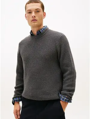 Tommy Hilfiger Wool-blend Waffle-knit Sweater Grey - Dark Ash