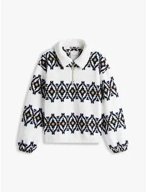 Tommy Hilfiger Fair Isle Print Teddy Fleece Half-zip Sweatshirt