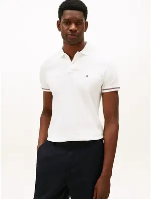 Tommy Hilfiger Slim Fit Smooth Cotton Interlock Polo - Ecru