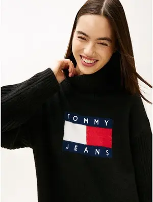 Tommy Hilfiger Turtleneck Sweater Dress With Flag Logo