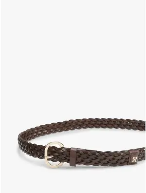 Tommy Hilfiger Woven Leather Belt With Oval Buckle
