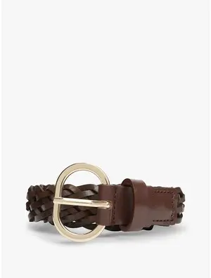 Tommy Hilfiger Woven Leather Belt With Oval Buckle
