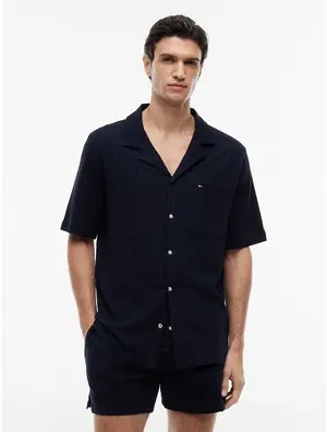 Tommy Hilfiger Short-sleeve Seersucker Sleep Shirt - Navy