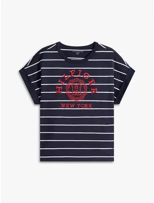 Tommy Hilfiger Arch Logo Striped Dolman Sleeve T-shirt