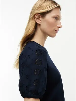 Tommy Hilfiger Embroidered Eyelet Mixed-media Top