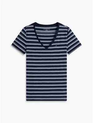 Tommy Hilfiger Striped V-neck T-shirt - Navy Multi