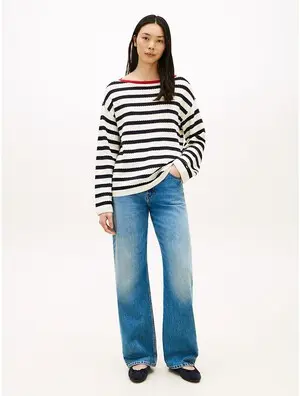Tommy Hilfiger Breton Stripe Pointelle Boatneck Sweater