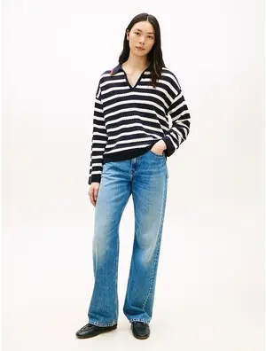 Tommy Hilfiger Breton Stripe Pointelle Sweater Polo