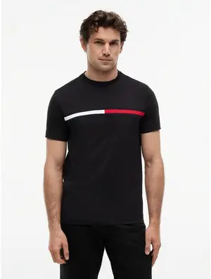 Tommy Hilfiger Embroidered Flag Logo T-shirt - Black