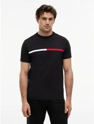 Tommy Hilfiger Embroidered Flag Logo T-shirt - Black