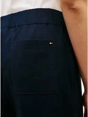 Tommy Hilfiger Wide-leg Ankle Pants With Elastic Waistband - Navy