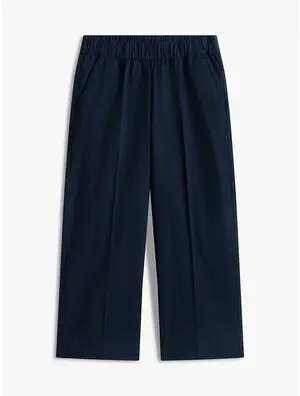 Tommy Hilfiger Wide-leg Ankle Pants With Elastic Waistband - Navy