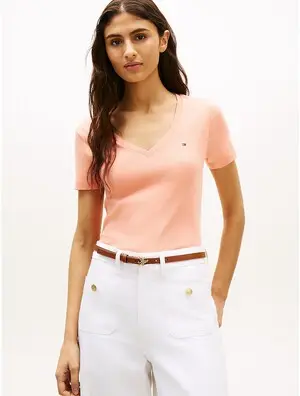 Tommy Hilfiger V-neck T-shirt - Sunset Coral