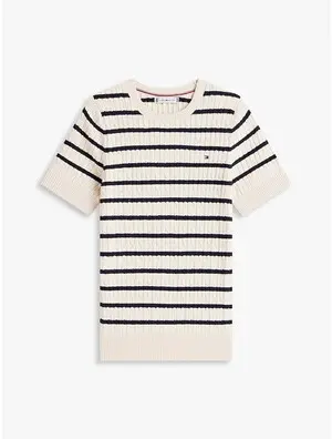 Tommy Hilfiger Short Sleeve Cable Knit Sweater - Sugarcane