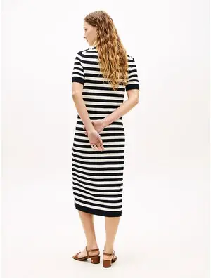 Tommy Hilfiger Striped Button-up Polo Sweater Dress