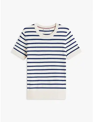 Tommy Hilfiger Striped Fine Knit Short Sleeve Sweater