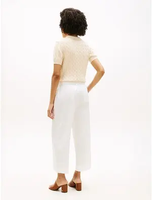 Tommy Hilfiger Pull-on Wide-leg Ankle Pants - Ecru
