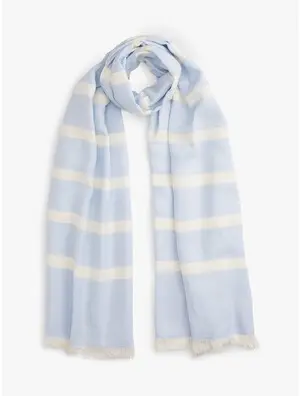 Tommy Hilfiger Striped Cotton-linen Blend Scarf - Light Blue