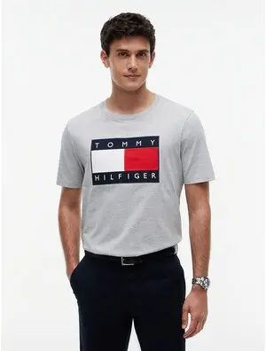 Tommy Hilfiger Big Flag Logo T-shirt - Grey Heather