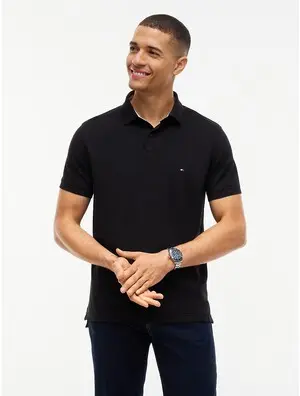 Tommy Hilfiger Regular Fit Stretch Tommy Polo - Black