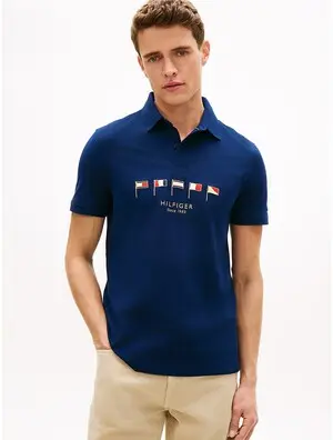 Tommy Hilfiger Regular Fit Nautical Flag Pique Polo