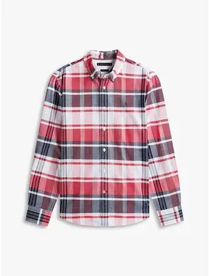 Tommy Hilfiger Regular Fit Plaid Stretch Oxford Shirt - Primary Red Multi