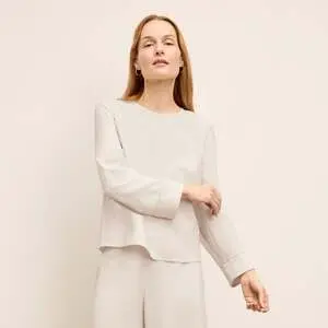 M.M.LAFLEUR The Jules Top Everyday Crepe With Contrast Topstitching
