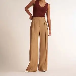 M.M.LAFLEUR Bia Pleated Wide-leg Trousers - Macaroon