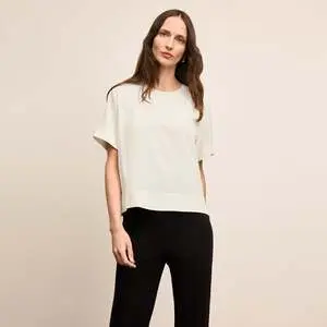 M.M.LAFLEUR Annika Washable Silk Tee - Ivory