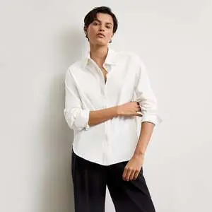 M.M.LAFLEUR Filomina Boyfriend Shirt Knit Poplin - White