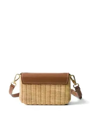 Prada Wicker And Leather Shoulder Bag