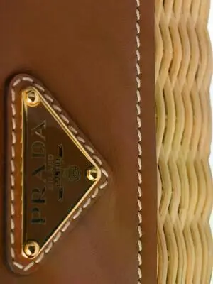 Prada Wicker And Leather Shoulder Bag