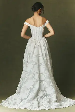Jenny Yoo Floral Jacquard Organza Gown