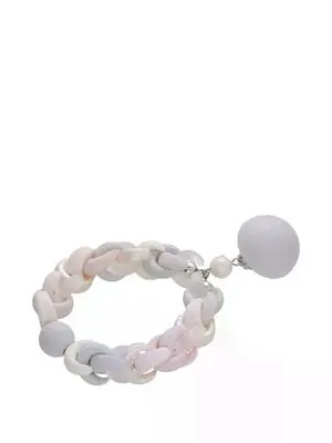 Vintage Interlocking-link Hoop Earrings With Faux Pearl Detail
