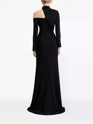 GEMY MAALOUF Asymmetrical Neckline Button-down Floor-length Dress