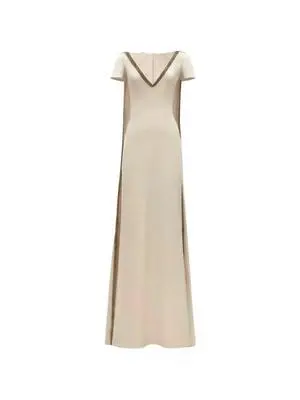 GEMY MAALOUF Embellished Cape Detail Dress - Neutrals