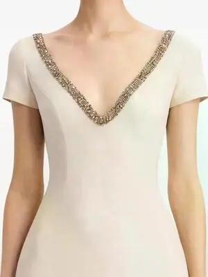 GEMY MAALOUF Embellished Cape Detail Dress - Neutrals