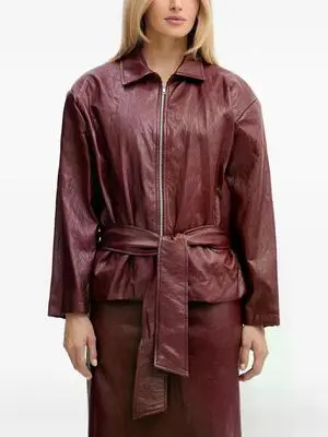 HAVEONE Belted Zip-up Jacket - Red