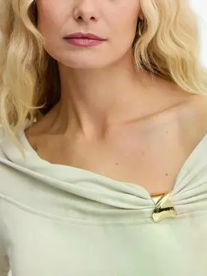Guess Off-shoulder Hardware-detail Blouse - Neutrals